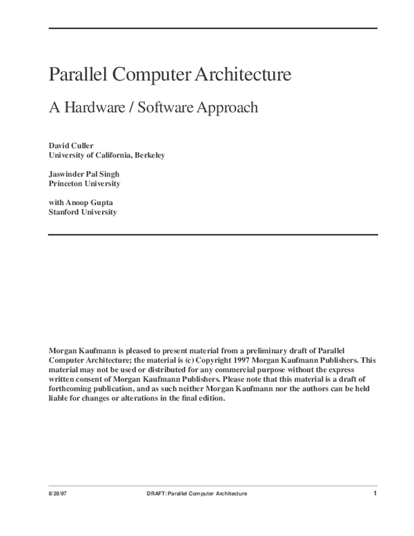 (PDF) Parallel Computer Architecture A Hardware / Software Approach