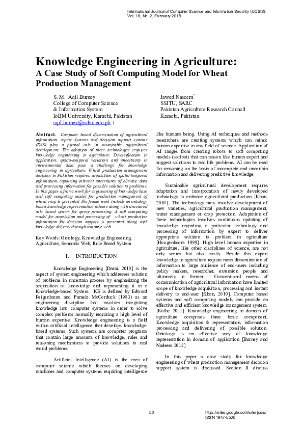 (PDF) Knowledge Engineering in Agriculture: A Case Study of Soft Computing Model for Wheat ...