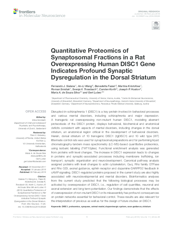 (PDF) Quantitative Proteomics of Synaptosomal Fractions in a Rat ...