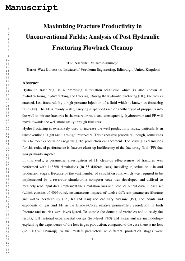 Pdf Maximizing Fracture Productivity In Unconventional Fields Analysis Of Post Hydraulic