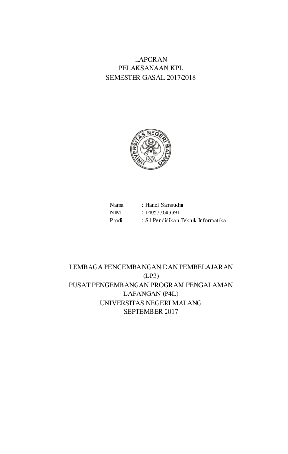 (DOC) Laporan KPL II