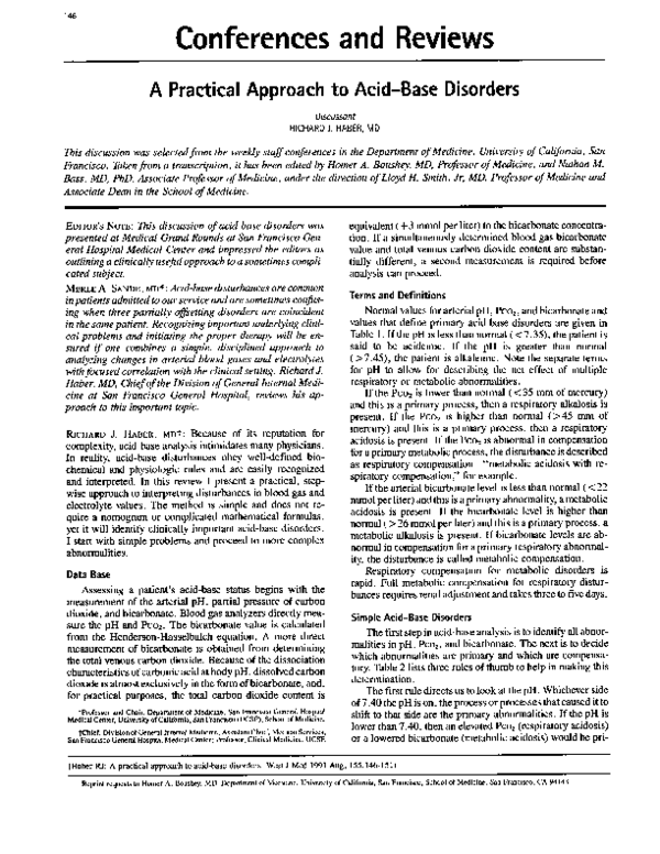 (PDF) Conferences and Reviews A Practical Approach to Acid-Base Disorders