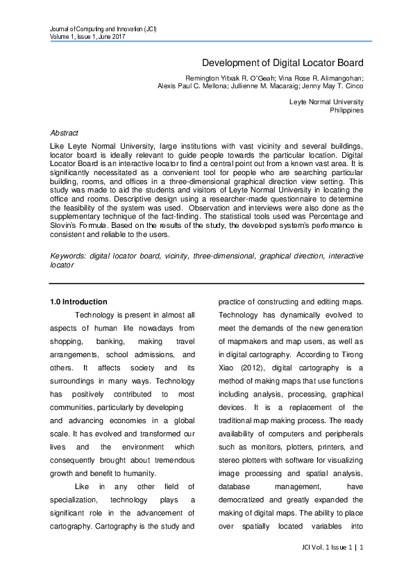 (PDF) Development of Digital Locator Board