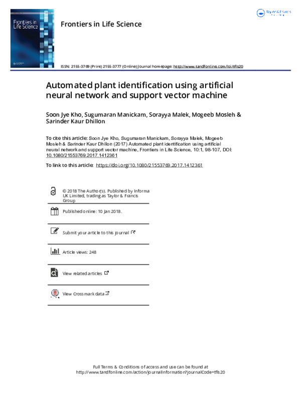 (PDF) Automated plant identification using artificial neural network ...