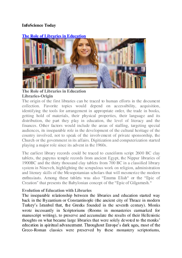 (DOC) Role of libraries in education