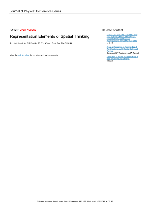 (PDF) Representation Elements of Spatial Thinking