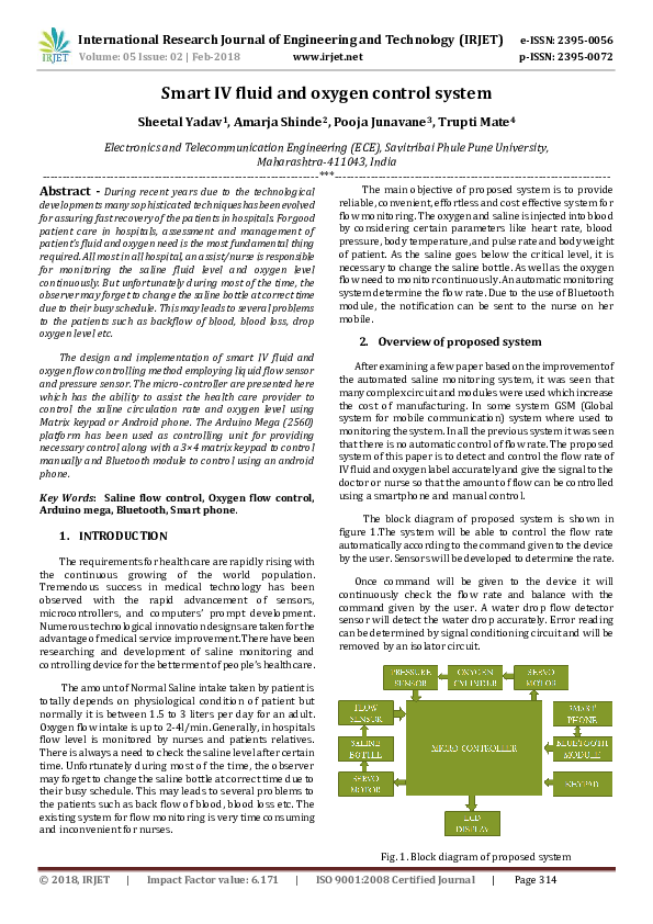 (PDF) Smart IV fluid and oxygen control system