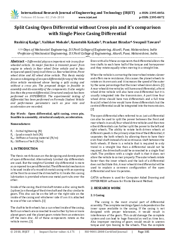 (PDF) Split Casing Open Differential without Cross pin and it's ...