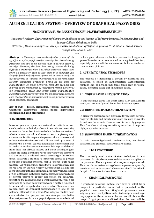 Pdf Authentication System Overview Of Graphical Passwords
