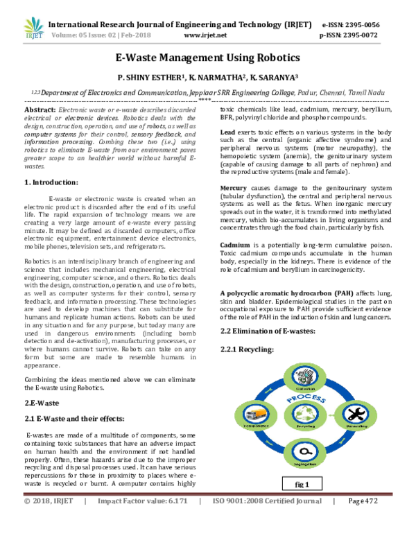 (PDF) E-Waste Management Using Robotics
