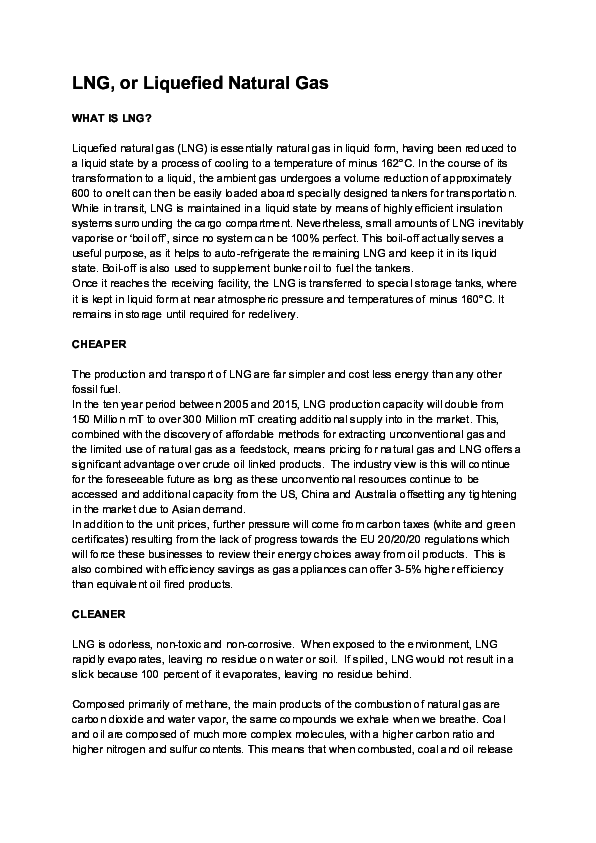 (PDF) LNG, or Liquefied Natural Gas WHAT IS LNG