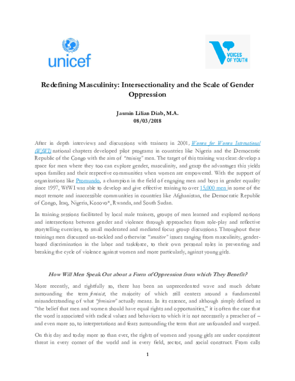 (PDF) Redefining Masculinity: Intersectionality and the Scale of Gender Oppression