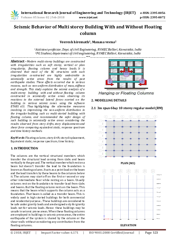 Pdf Seismic Behavior Of Multi Storey Building With And Without Floating