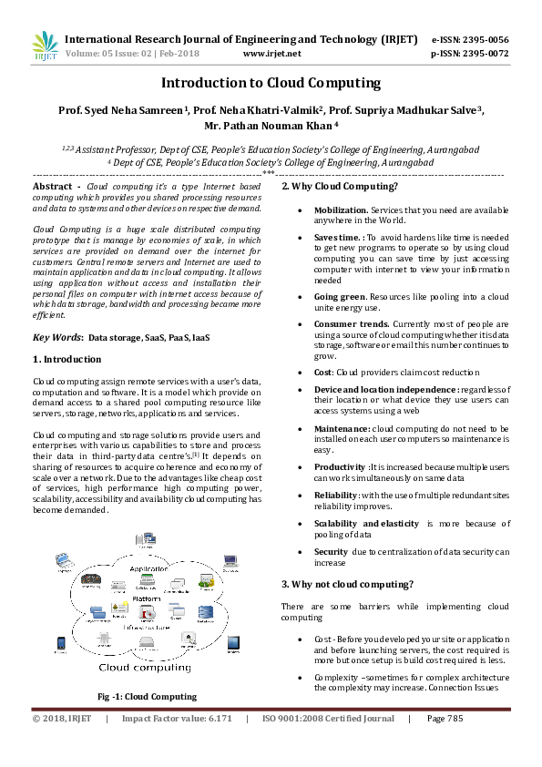 Pdf Introduction To Cloud Computing