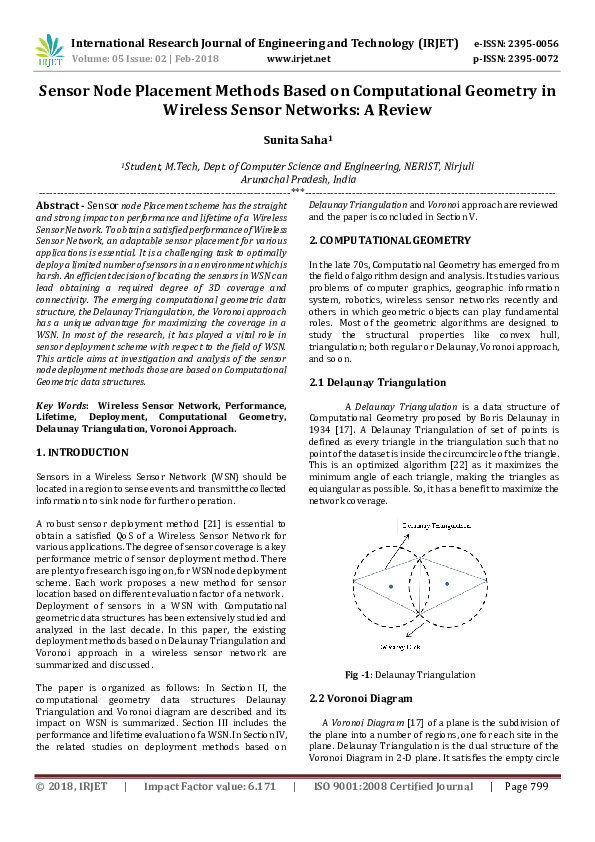 Pdf Sensor Node Placement Methods Based On Computational Geometry In Wireless Sensor Networks 6342