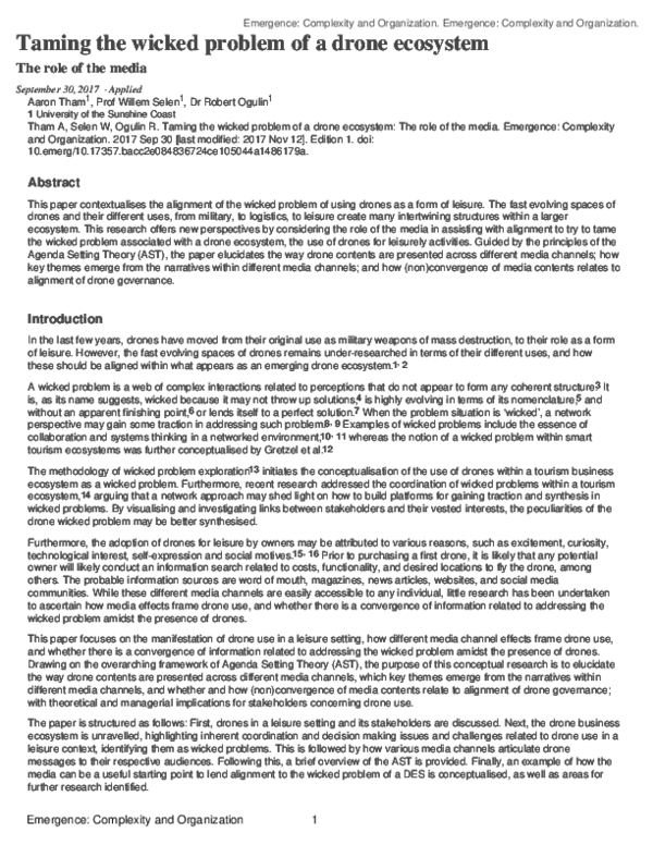 (PDF) Taming the wicked problem of a drone ecosystem The role of the media