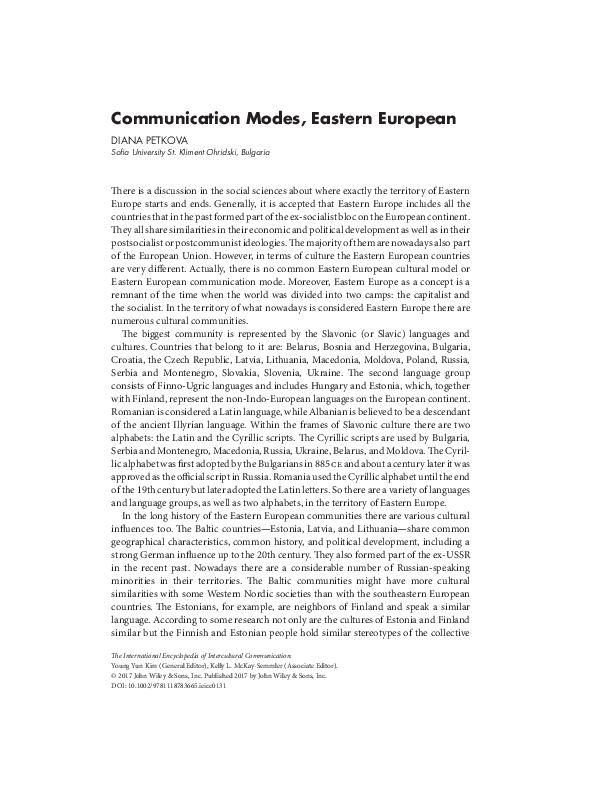 (PDF) Communication Modes, Eastern European
