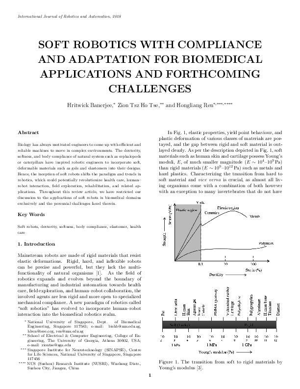 (PDF) SOFT ROBOTICS WITH COMPLIANCE AND ADAPTATION FOR BIOMEDICAL ...