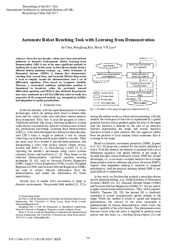 (PDF) Automate robot reaching task with learning from demonstration