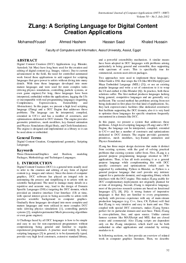 ZLang: A Scripting Language for Digital Content Creation Applications