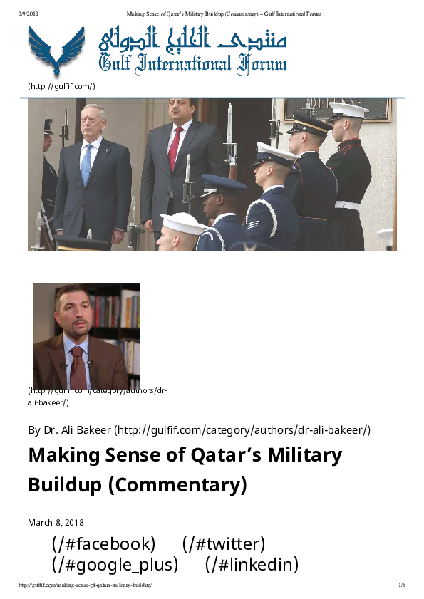 (PDF) Making Sense of Qatar's Military Buildup - Ali Bakeer