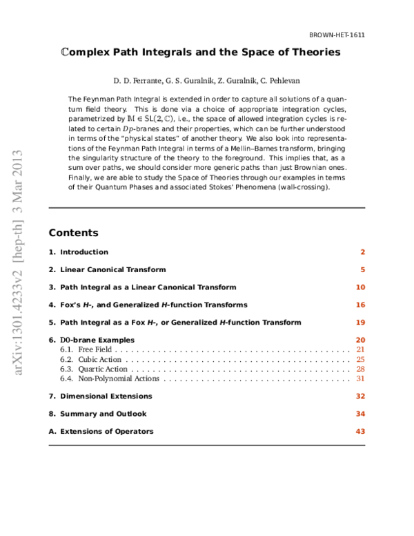 (PDF) Complex Path Integrals and the Space of Theories