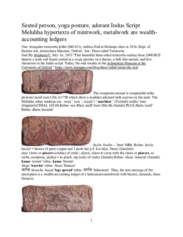 (PDF) Seated person, yoga posture, adorant Indus Script Meluhha ...