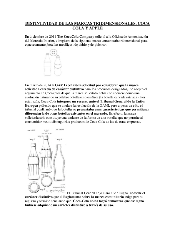 (DOC) DISTINTIVIDAD DE LAS MARCAS TRIDIMENSIONALES.