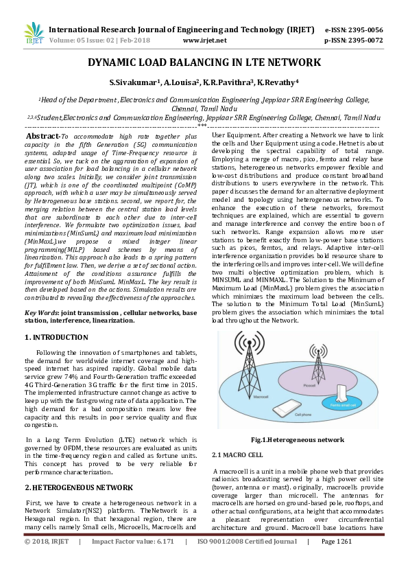 (PDF) DYNAMIC LOAD BALANCING IN LTE NETWORK