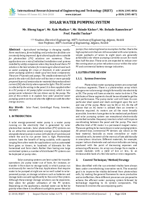 (PDF) SOLAR WATER PUMPING SYSTEM