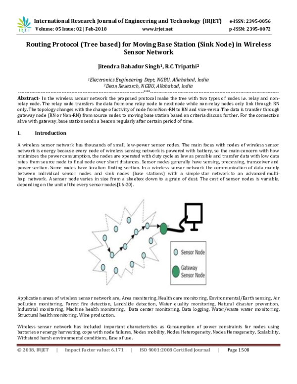 Pdf Routing Protocol Tree Based For Moving Base Station Sink Node