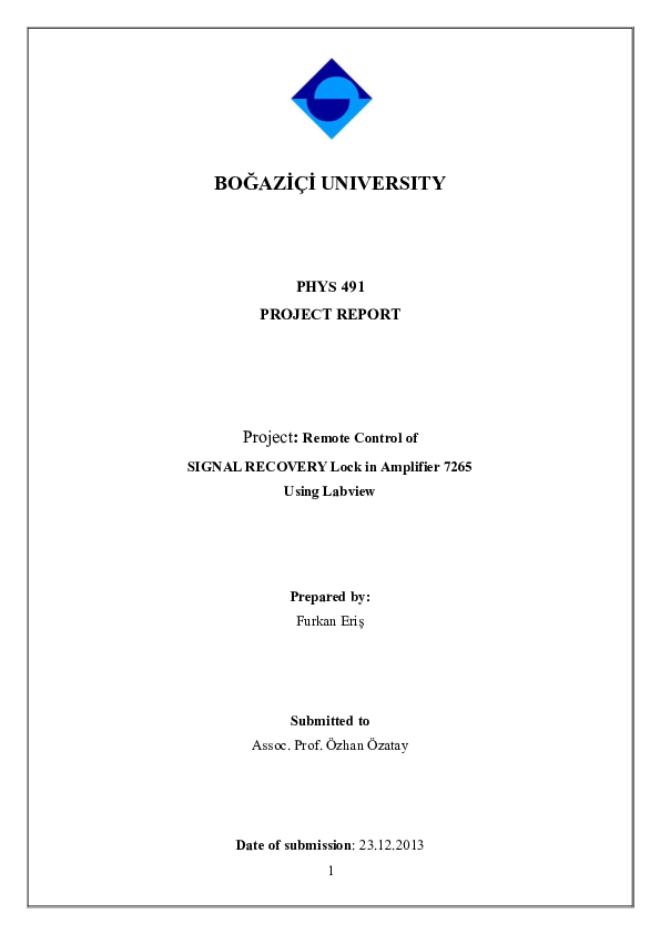 (PDF) Remote Control of SIGNAL RECOVERY Lock in Amplifier 7265 Using ...