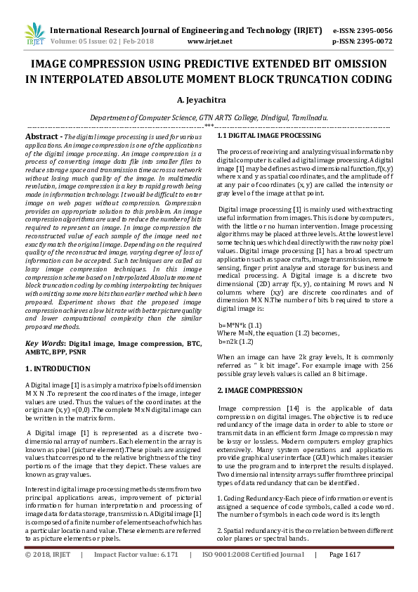 Pdf Image Compression Using Predictive Extended Bit Omission In Interpolated Absolute Moment