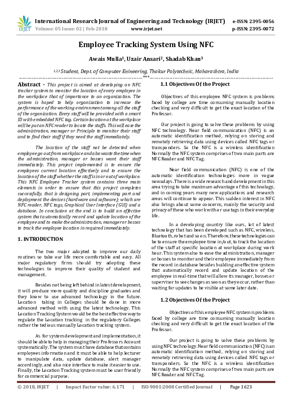 (PDF) Employee Tracking System Using NFC