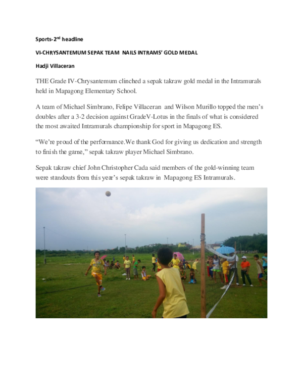 (DOC) Sports news articles