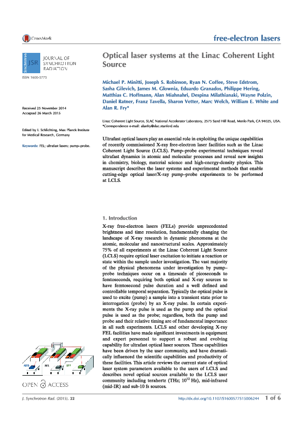 (PDF) Optical laser systems at the Linac Coherent LightSource