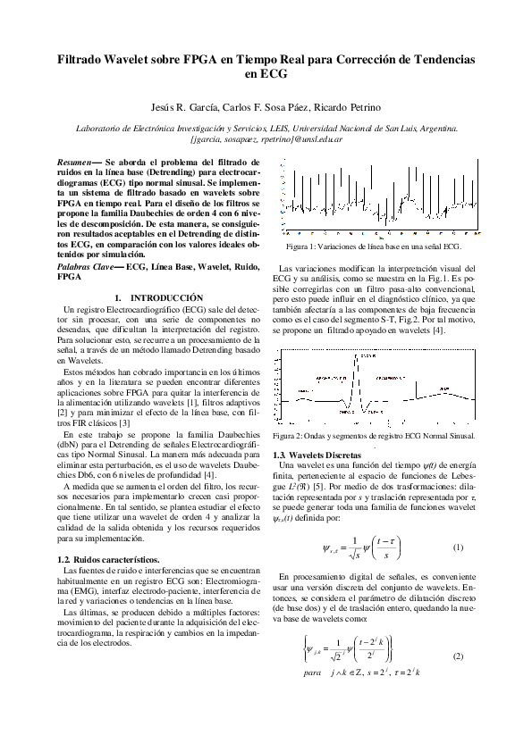 (PDF) Filtrado Wavelet sobre FPGA en Tiempo Real para Corrección de ...