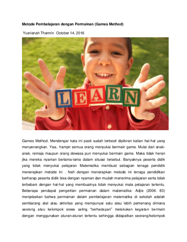 (DOC) Metode Pembelajaran dengan Permainan (Games Method