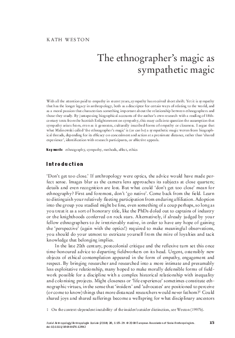 (PDF) The Ethnographer's Magic as Sympathetic Magic