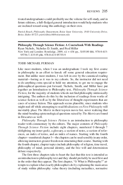 (PDF) Philosophy Through Science Fiction: A Coursebook With Readings