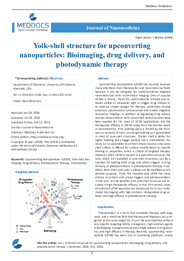 (PDF) Yolk-shell structure for upconverting nanoparticles: Bioimaging ...