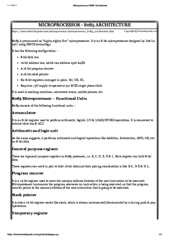 (PDF) Microprocessor 8085 Architecture