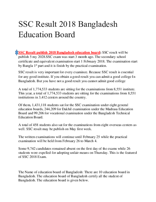 (DOC) SSC Result 2018 Bangladesh Education Board | salam hak - Academia.edu