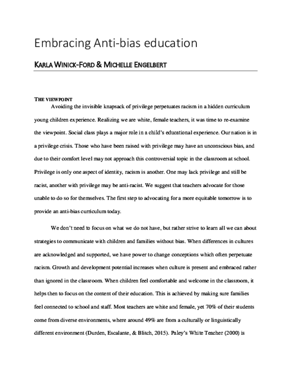 (DOC) Embracing Anti-bias education