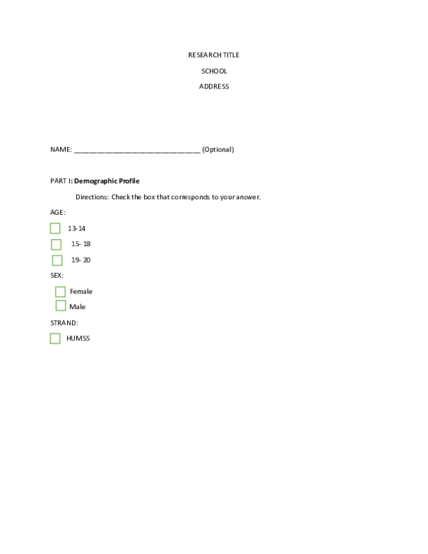 (DOC) RESEARCH QUESTIONNAIRE DRAFT