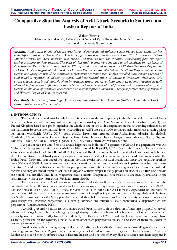 (PDF) Comparative Situation Analysis of Acid Attack Scenario in ...