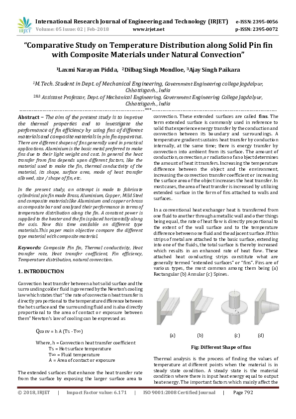 (PDF) " Comparative Study on Temperature Distribution along Solid Pin ...