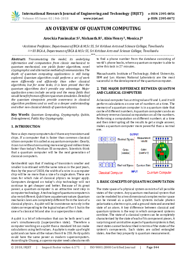 (PDF) AN OVERVIEW OF QUANTUM COMPUTING