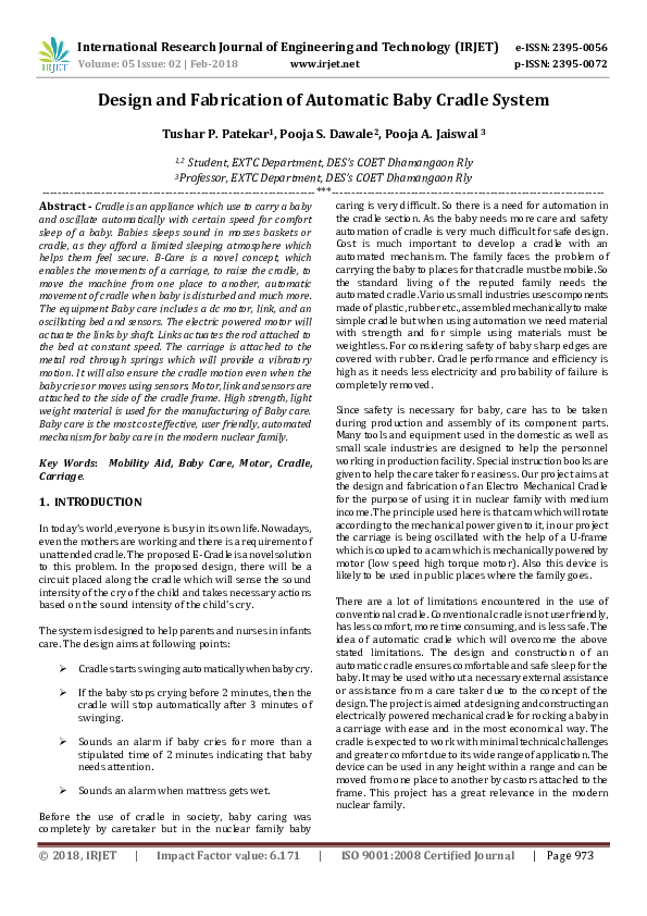 (PDF) Design and Fabrication of Automatic Baby Cradle System
