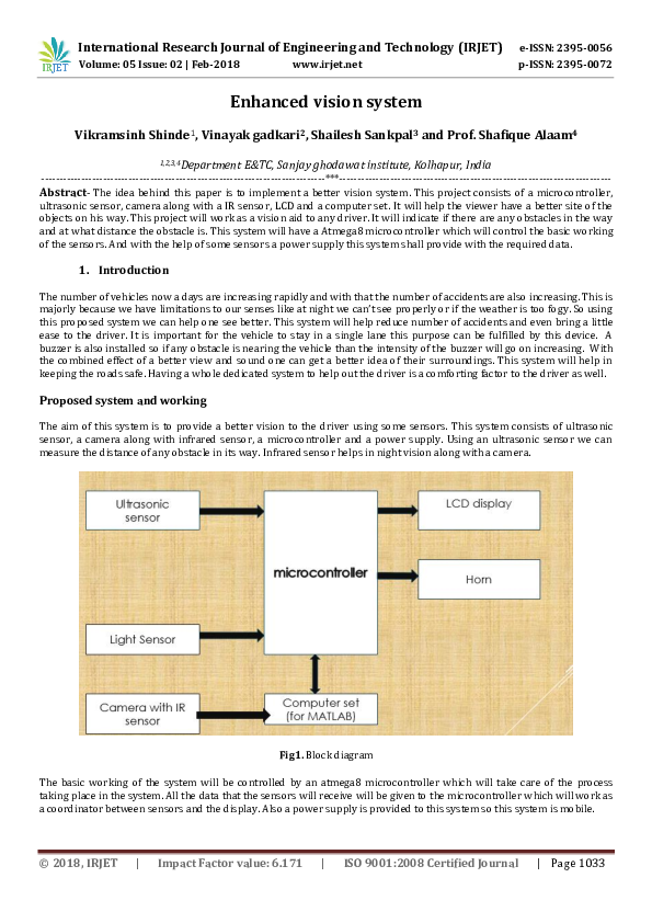 (PDF) Enhanced vision system | IRJET Journal - Academia.edu